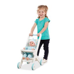 Melissa & Doug Mine to Love Wooden Play Stroller for Dolls and Stuffed Animals up to 20 Inches Tall - White