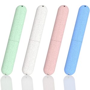 manshu 12 pack travel toothbrush case, plastic portable toothbrush holder for traveling, camping, business, home, school.