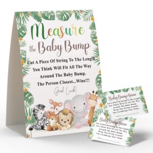 baby shower games - measure mommy's belly game, how big is mommy's belly, mommys belly size game, includes a 5x7 standing sign and 50 2x3.5 advice cards(niu-k010)