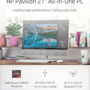 HP Pavilion All-in-One 27-d0230z, AMD Ryzen 7 4800H 16 GB DDR4 1TB HDD 256GB PCIe NVMe M.2 SSD 27" Diagonal FHD Display, Windows 11 Home