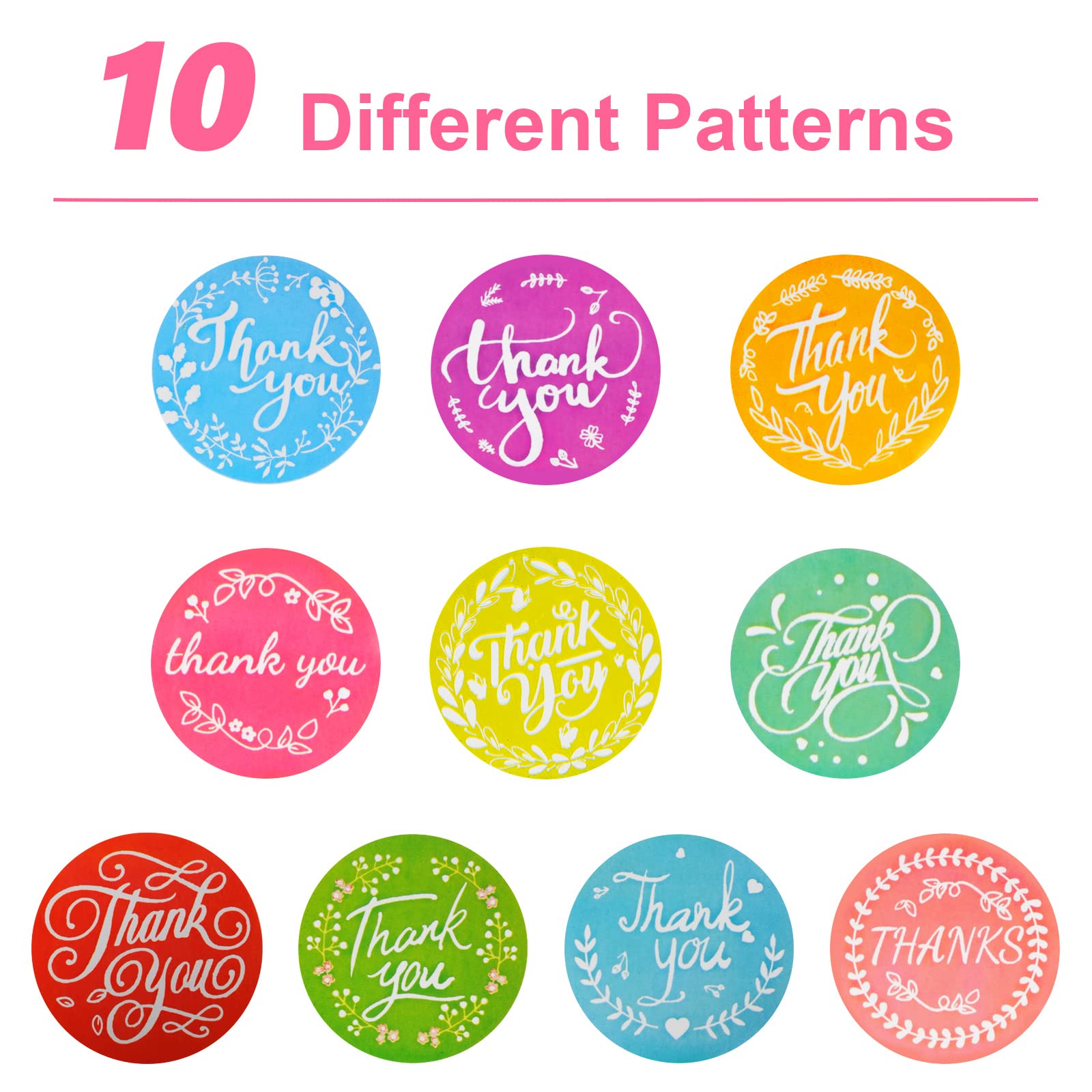 Sainyarh 500pcs Thank You Stickers, 1.5 inch Round 10 Colors Thank You Labels for Your Order Small Business Gifts Bags Packing/Birthday Party Favors/Wedding Card Envelope Mailer Seal Sticker