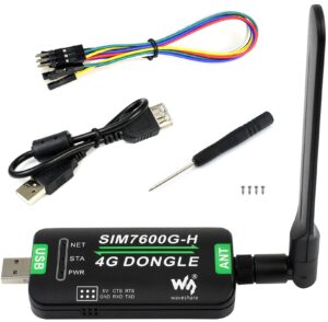 sim7600g-h 4g dongle with antenna, industrial grade 4g usb/uart, communication and gnss positioning support pc/raspberry pi/drone/industrial computer, support global band