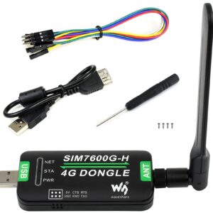 SIM7600G-H 4G DONGLE with Antenna, Industrial Grade 4G USB/UART, Communication and GNSS Positioning Support PC/Raspberry Pi/Drone/Industrial Computer, Support Global Band