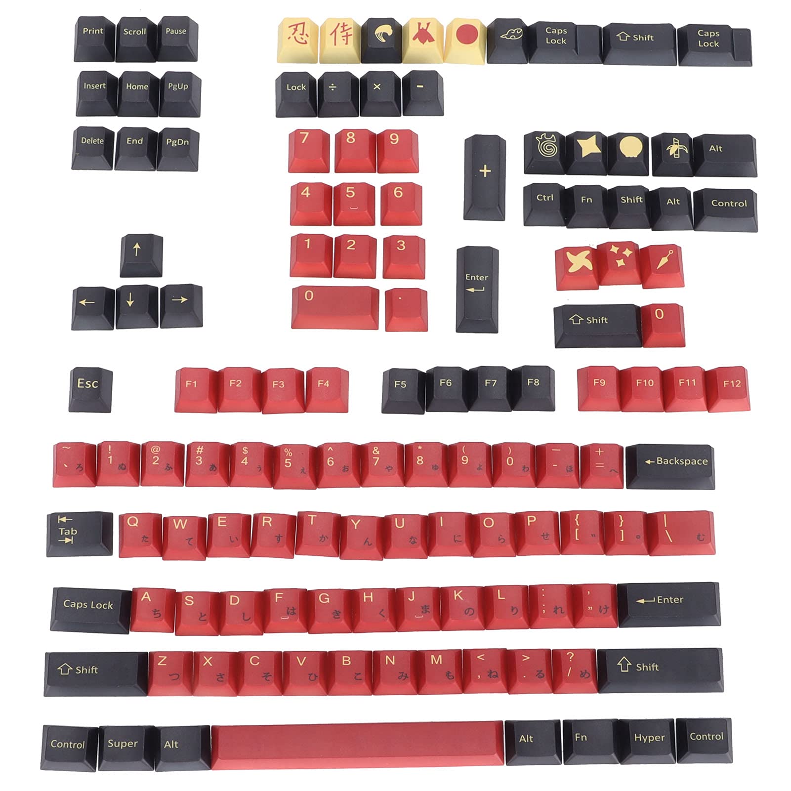 Key Caps, Japanese Keycap 128 Key Excellent Touch PBT Keycaps for Mechanical Keyboards for Daily Use for Universal PC for Gaming Keyboard