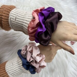 Satin Scrunchies, 6 Pieces For Hair, Big Satin Hair Ties, Ponytail Holder, Soft And Satin Silk Fabric Hair Scrunchies, P12