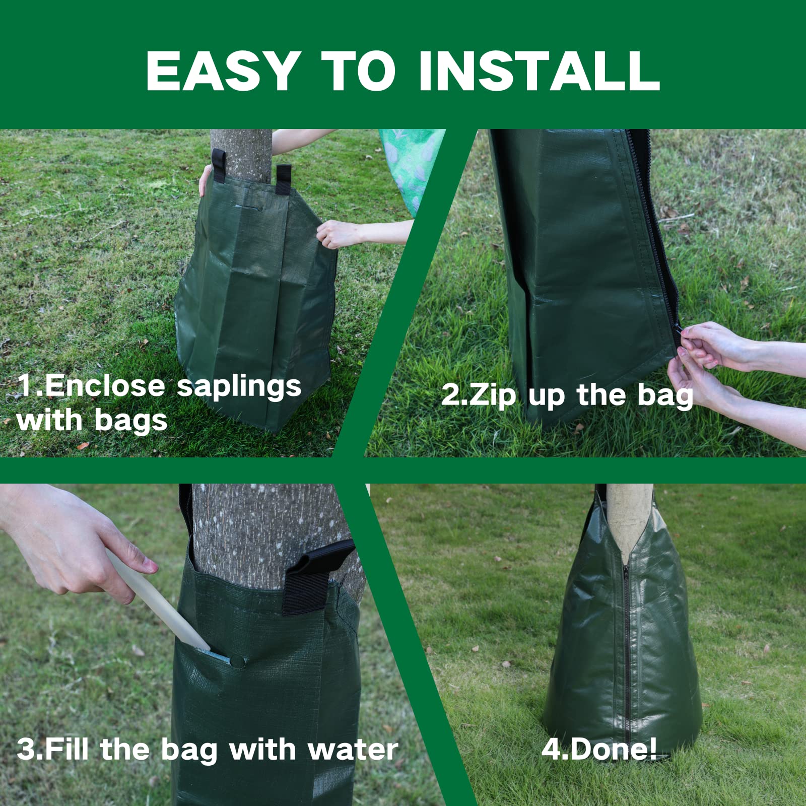 6 Pack 20 Gallon Watering Bags for Tree, Slow Release Tree Irrigation Bag, Premium PVC Drip Irrigation System for Sapling, 5-8 Hours Releasing Time Gator Bags for Plants and Trees, Reusable