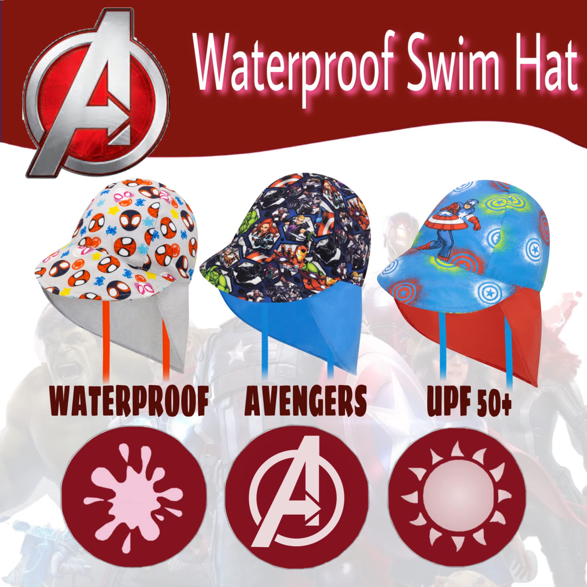 Marvel Spiderman Beach Hat for Boys, Legends Swim Hat for Kids, Toddler Spiderman no Way Home Hat, Kids Sun Hat Blue