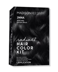 madison reed radiant hair color kit, blackest black for 100% gray coverage, ammonia-free, 2nna pescara black, permanent hair dye, pack of 1