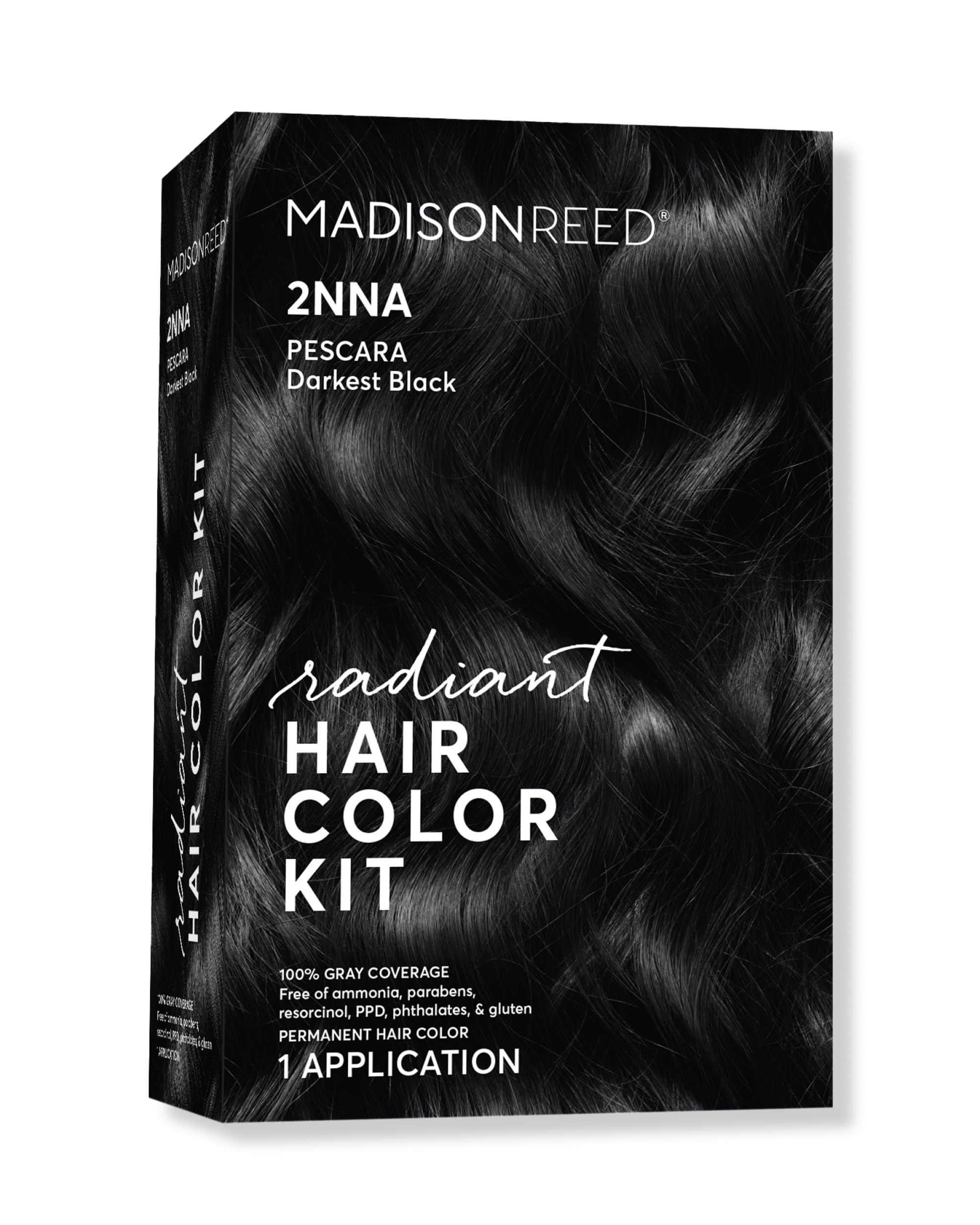 Madison Reed Radiant Hair Color Kit, Blackest Black for 100% Gray Coverage, Ammonia-Free, 2NNA Pescara Black, Permanent Hair Dye, Pack of 1