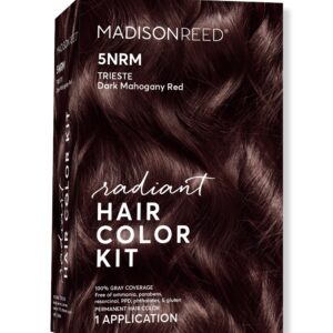 Madison Reed Radiant Hair Color Kit, Permanent Hair Dye, 100% Gray Coverage, Ammonia-Free, Trieste Red 5NRM Dark Mahogany red, Pack of 1