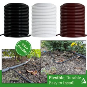 1/4 Drip Irrigation Tubing, 200 Feet, Flexible PVC Plastic Drip Irrigation Hose for Gardening, Misting, Hydroponics and DIY Landscape Garden Projects, Blank Distribution Tubing (200ft, White)