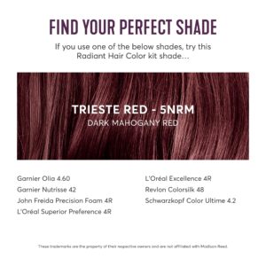 Madison Reed Radiant Hair Color Kit, Permanent Hair Dye, 100% Gray Coverage, Ammonia-Free, Trieste Red 5NRM Dark Mahogany red, Pack of 1