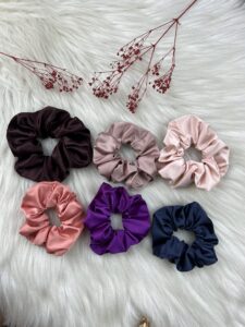 satin scrunchies, 6 pieces for hair, big satin hair ties, ponytail holder, soft and satin silk fabric hair scrunchies, p12