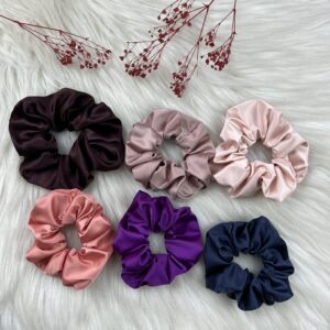 Satin Scrunchies, 6 Pieces For Hair, Big Satin Hair Ties, Ponytail Holder, Soft And Satin Silk Fabric Hair Scrunchies, P12