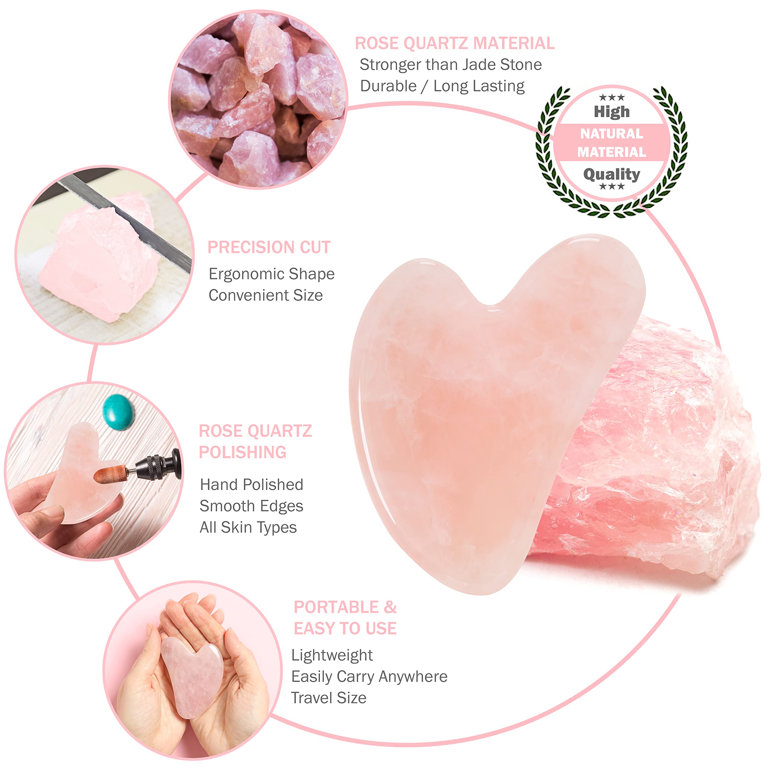 SHAK Ice Face Roller & Gua Sha Tool Set UPDATED Roller design, Reusable Skin Care Treatment, Enhance Natural Glow. 100% Authentic ROSE QUARTZ Gua Sha Tool. Remove Toxins/Prevent Wrinkles (Pink)