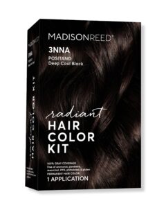 madison reed radiant hair color kit, darkest brown black for 100% gray coverage, ammonia-free, 3nna positano black, permanent hair dye, pack of 1