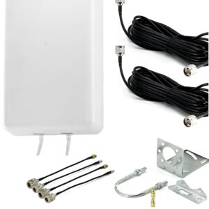 4G LTE Panel MIMO Antenna Kit, Fixed Mount Wide Band MIMO Antenna with Dual Cable SMA Cable Adapters and Mounting Kit, Frequencies 800-2700MHz, 2 x 8dBi Gain