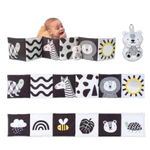 newborn infants 0-6 soft activity book black & white high contrast baby book infant sensory toys tummy time soft cloth books babies textured fabric crinkling shapes patterns 0-12 months newborn toys