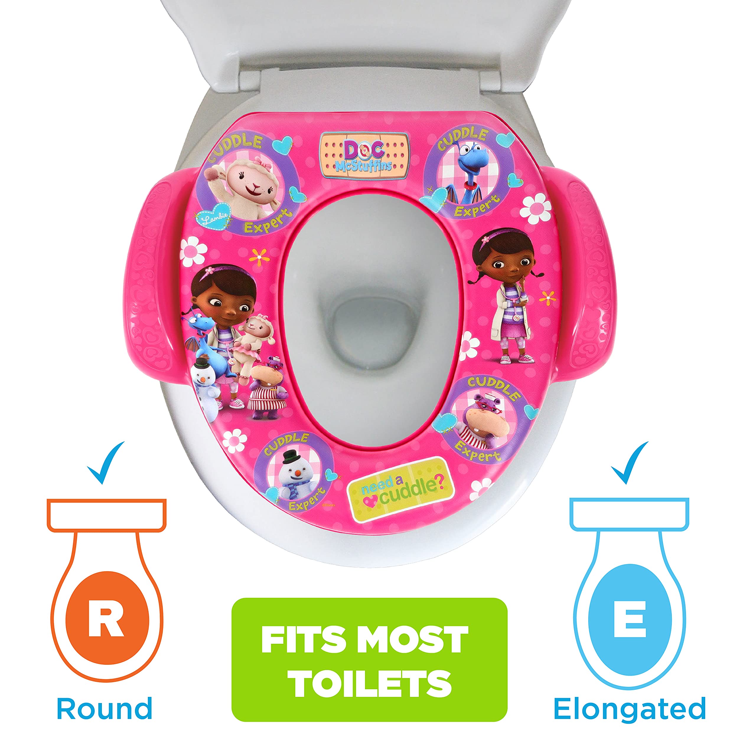 Disney Doc McStuffins "Need a Cuddle" Soft Potty Seat and Potty Training Seat - Soft Cushion, Baby Potty Training, Safe, Easy to Clean