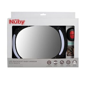 Nuby LED Light Backseat Baby Car Mirror with Remote Controlled Light, Wide View Shatter Resistant Mirror, Adjustable, Night Sky