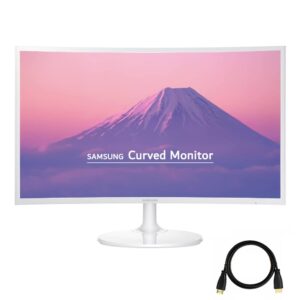 samsung curved white monitor for business 27inch 1080p led widescreen amd freesync 60hz refresh rate 4ms 3000:1 contrast ratio anti-glare vga d-sub displayport, hdmi cable