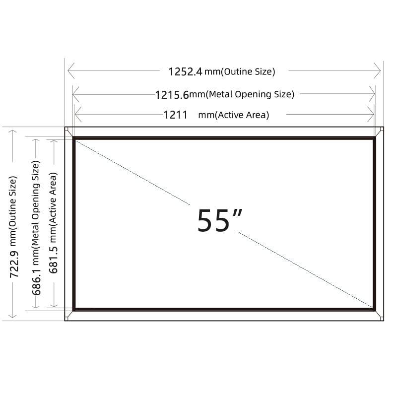 55 Inch 20 Points Multi-Touch IR Touch Frame 55 Inches Infrared Touch Screen Overlay Kit USB Driver Free HID Compatible HT-IR55-17mm 0