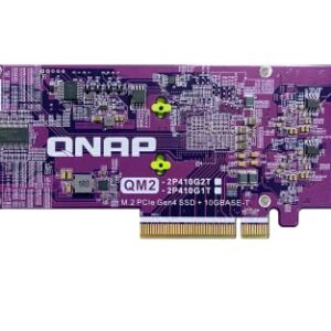 QNAP QM2-2P410G2T 2 x PCIe Gen4 NVMe SSD & 2 x 10GbE (10G/5G/2.5G/1G/100M) Port Expansion Card to Enhance Performance