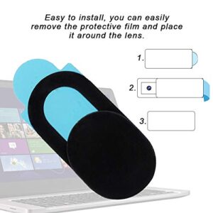 Shanrya Webcam Cover, Webcam Cover Unique Design Quantity Optional Black 0.8mm Webcamera Cover, ABS for Tablets Smartphones(6 Pieces)