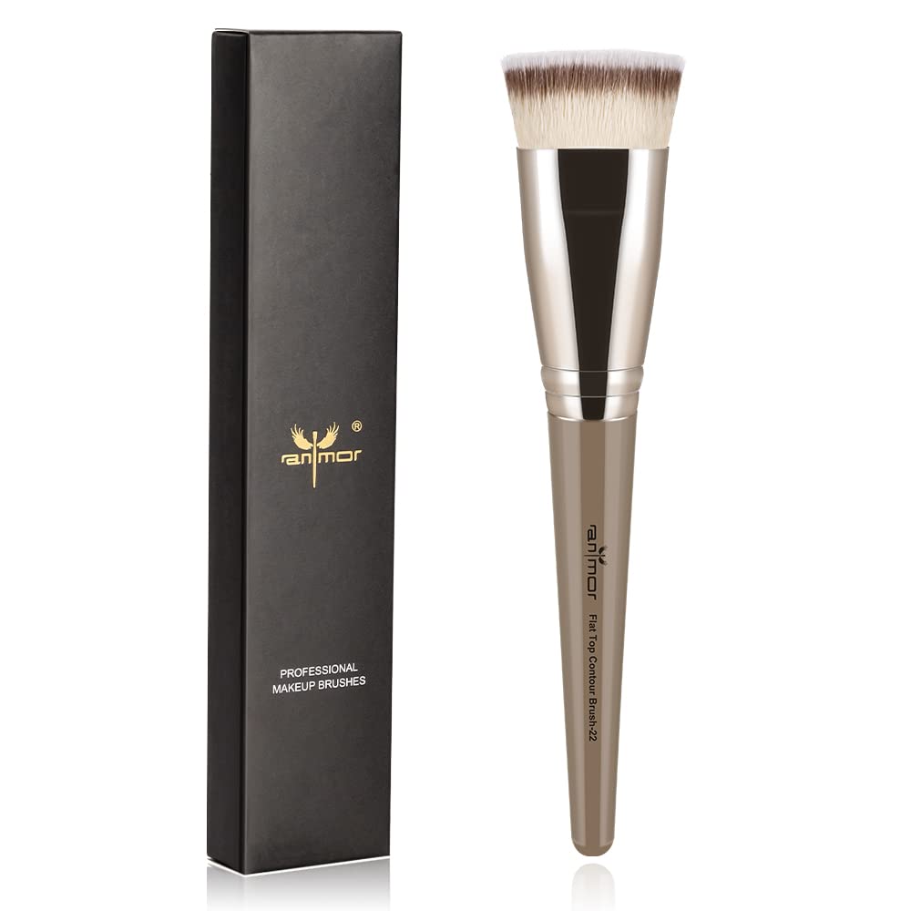 Anmor Contour Brush, Premium Contour Blush Bronzer Face Makeup Brush, Perfect For Cheek Forehead Jaw Nose Blending Deepening Contouring Polishing, Suitable For Powder Liquid Cream (Flat Top Contour