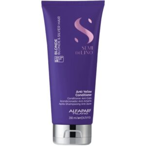 alfaparf milano semi di lino blonde anti-yellow hair conditioner - purple conditioner for blonde, silver or brassy hair - neutralizes yellow tones + enhances hydration - vegan hair care (6.76oz)