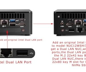 Intel NUC 12 Pro NUC12WSHi7 Dual LAN Mini Desktop Computer, 12th Gen Core i7-1260P(12C/16T, Up to 4.4G) Mini PC, 16G RAM,1T SSD