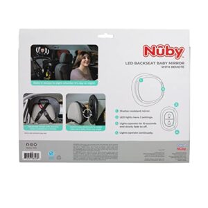 Nuby LED Light Backseat Baby Car Mirror with Remote Controlled Light, Wide View Shatter Resistant Mirror, Adjustable, Night Sky