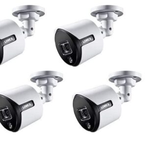 Lorex C881DA 4K Ultra HD Analog Active Deterrence Security Bullet Camera with Color Night Vision, 135ft IR NV, IP67, Works with D841, D861, D862, D871B, LHV5100, Camera Only, White, 4PK(M.Refurbished)