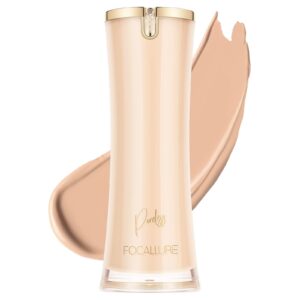 focallure perfectbase lasting poreless liquid foundation, medium to full coverage with matte finish, covers blemishes & under-eye circles for all skin types, wp12 dune