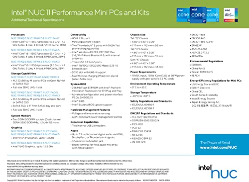 Intel NUC 11 Pro NUC11PAHi7 Panther Canyon Home & Business Mini PC Mini Desktop 11th Gen Intel® Core™ i7-1165G7 Processor 2.8 GHz – 4.7 GHz Turbo,4 core,8 Thread,12 MB Cache,28W(16G RAM,512G SSD)