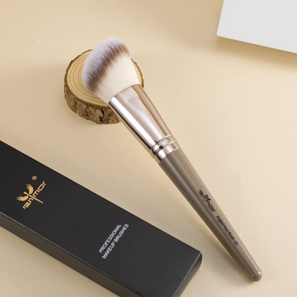 Anmor Contour Brush, Premium Contour Blush Bronzer Face Makeup Brush, Perfect For Cheek Forehead Jaw Nose Blending Deepening Contouring Polishing, Suitable For Powder Liquid Cream (Angled Contour