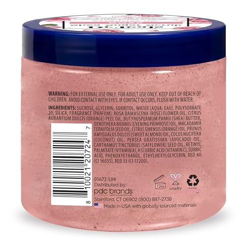 Dr Teal's Shea Sugar Body Scrub, Rose with Essential Oil, 19 oz (Pack of 3) (Packaging May Vary)