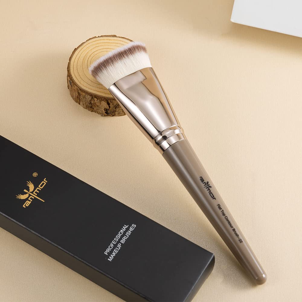 Anmor Contour Brush, Premium Contour Blush Bronzer Face Makeup Brush, Perfect For Cheek Forehead Jaw Nose Blending Deepening Contouring Polishing, Suitable For Powder Liquid Cream (Flat Top Contour