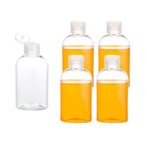 kitchen gims plastic travel bottles 3.4oz/100ml tsa approved travel bottles empty squeeze bottles with flip cap travel size bottles for shampoo conditioner & cosmetics (5 pack)