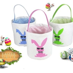 Easter Basket for Kids Easter Bunny Bag Easter Decorations (Blue - Glass)