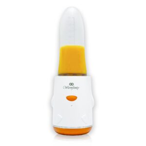 warmfinity portable baby food processor – multifunctional baby food maker - baby puree blender with soft silicon spoon feeder (white-orange)