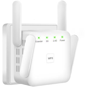 ailiyz wifi extender, wifi booster to extend range of wifi internet connection, indoor and outdoor repeater signal booster, up to 1200mbps speed dual band 2.4g/5g wifi repeater (white)