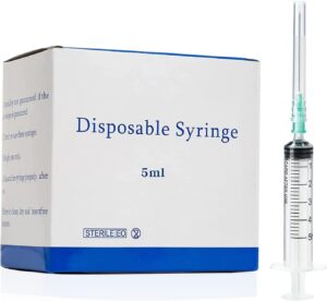 disposable sterile lab supplies 5ml syringe with 21ga 1.5inch needle, individually packed 100pack