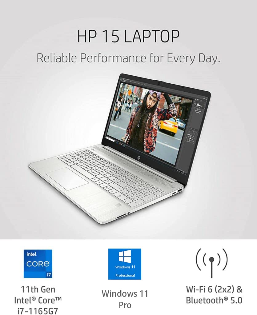 HP [Windows 11 Pro] Newest 15t Business Laptop, 15.6’’ Full HD Touchscreen, Intel Core i7-1165G7 Processor, Backlit KB, FP Reader, Wi-Fi 6, Webcam, HDMI, Silver (64GB RAM | 2TB PCIe SSD)