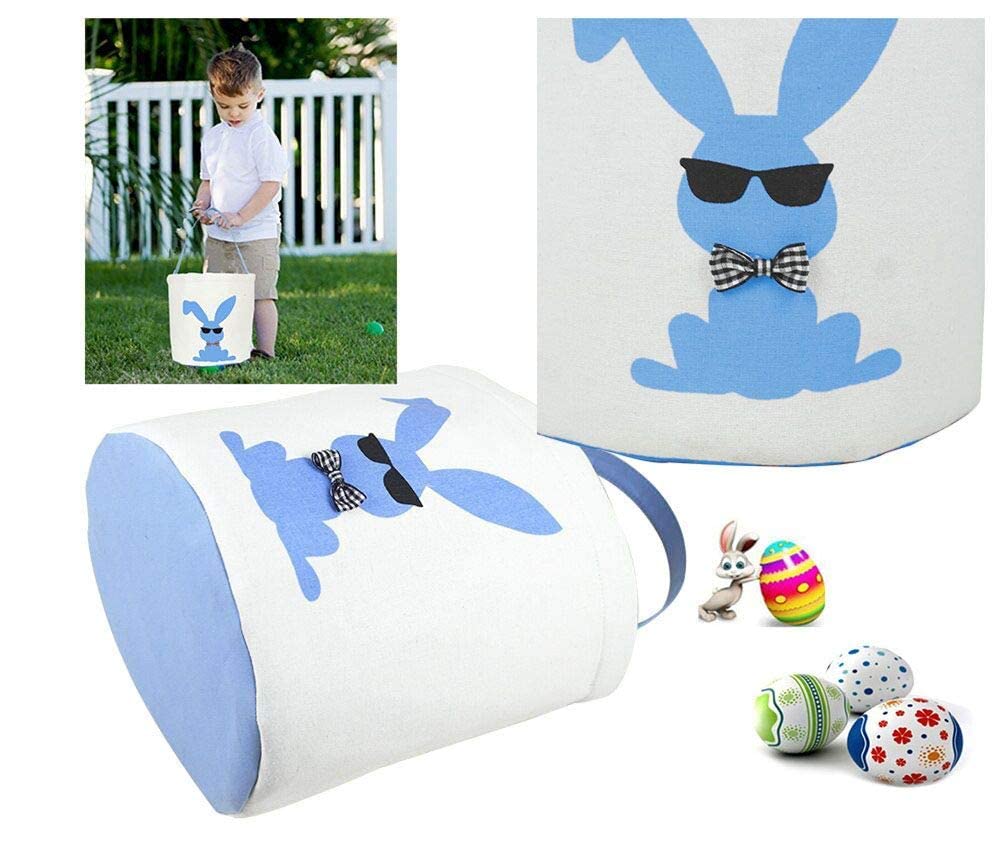 Easter Basket for Kids Easter Bunny Bag Easter Decorations (Blue - Glass)