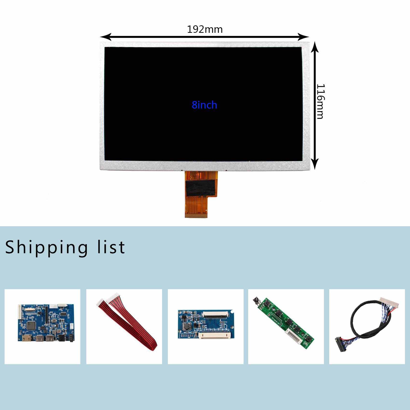 8 inch ZJ080NA-08A 1024X600 500nit TN 40pin LCD Screen and HD-MI USB Android LCD Controller Board,Support 360 Rotation Display