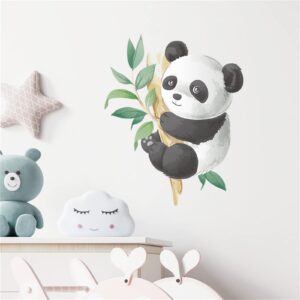 Panda and Tree Branch Wall Decals,Peel and Stick Animal Wall Stickers for Kids Children Bedroom Nursery Home Decor(15.3x18.9)