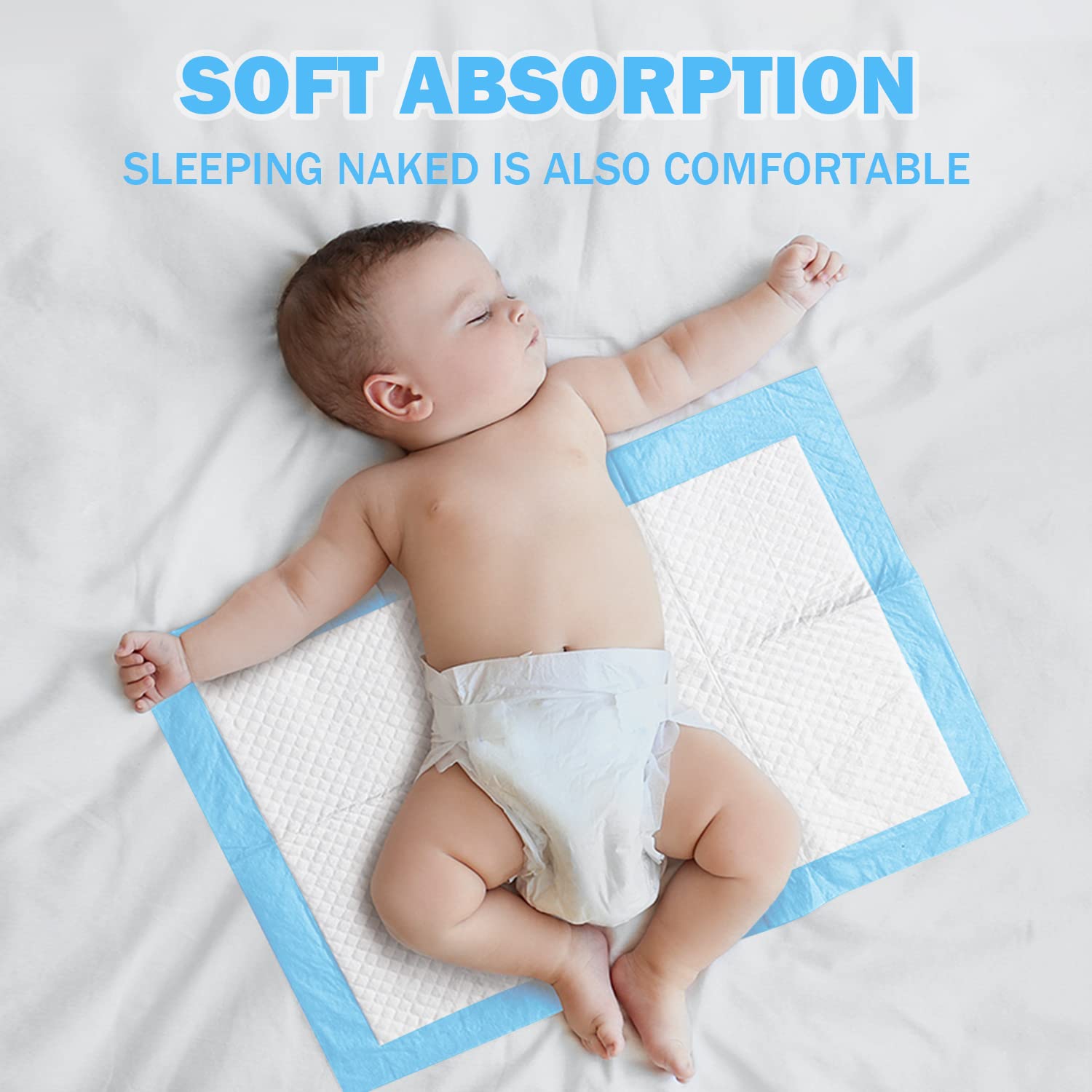 Baby Disposable Changing Pad, 25 Pack Soft Non-Woven Fabric Breathable Waterproof Underpads, Portable Leak-Proof Mattress Protector, Incontinence Bed Pads