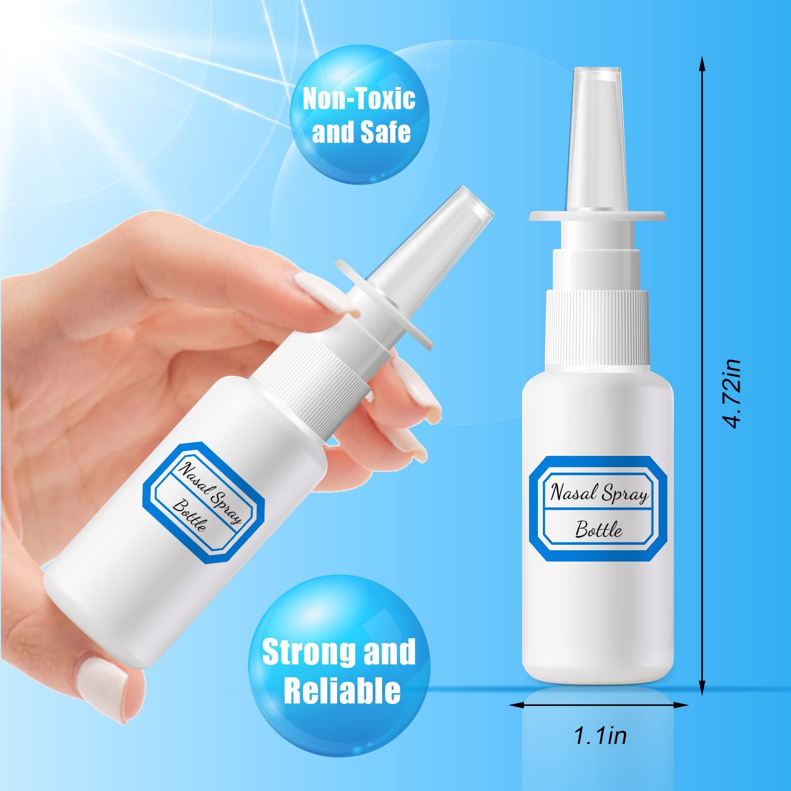 ZHWKMYP 6 Pcs Nasal Spray Bottle, Small Premium Empty Nose Spray Bottle Refillable, Fine Mist Sprayers Atomizers with Funnels and Labels