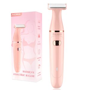 electric razor for women legs bikini - rechargeable lady’s shaver and trimmer with unique one ultra-thin blade design, quickly remove hair in one pass